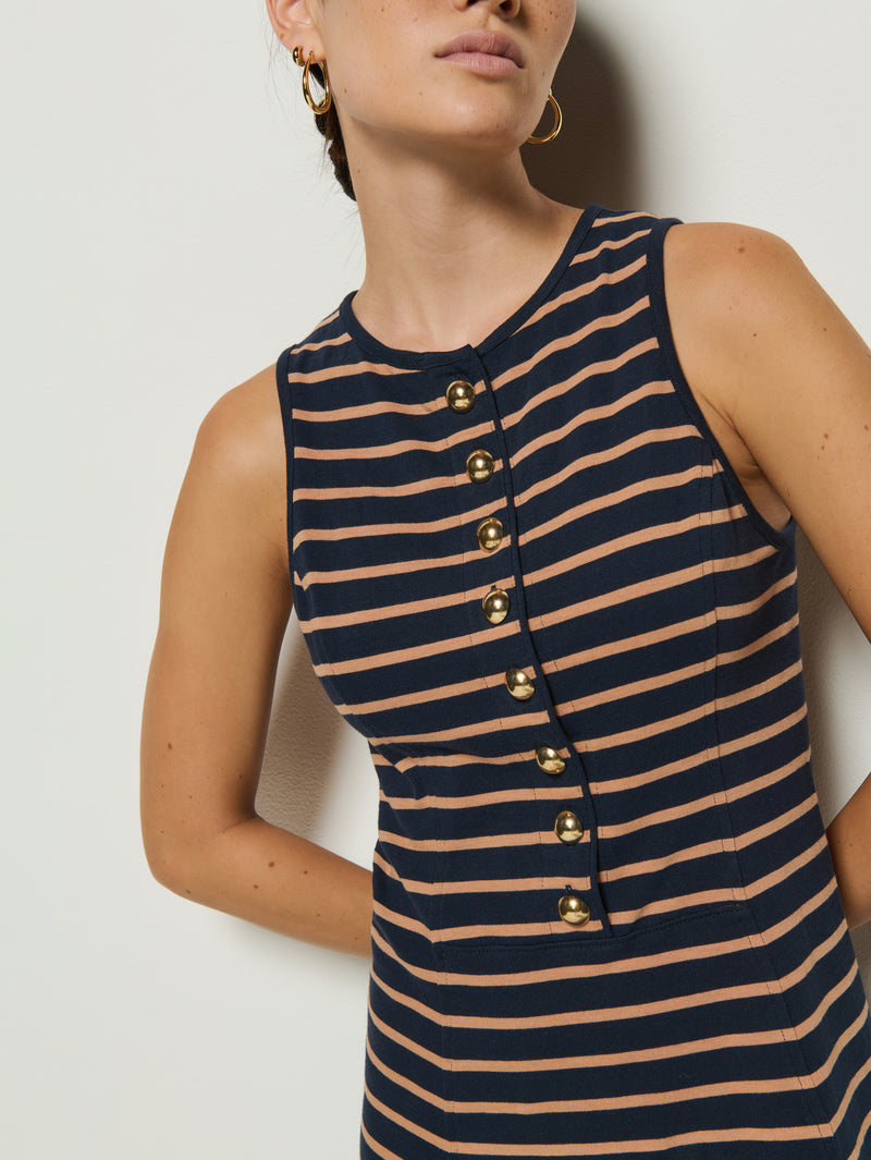 Jayna Mini Dress - Latte Stripe | Nation Los Angeles
