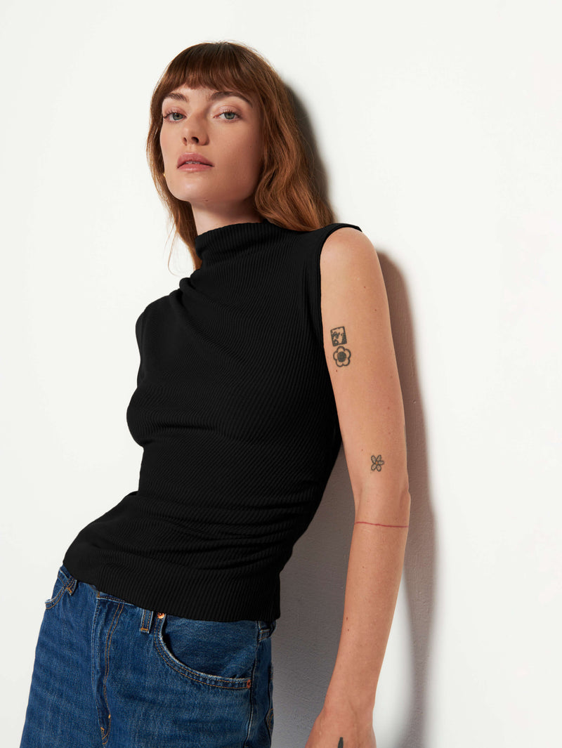 Arielle Draped Wrap Top - Jet Black | Nation Los Angeles