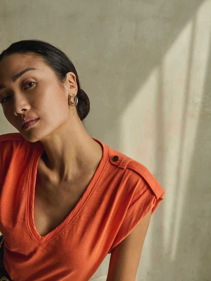 Cooper V-Neck Tank - Camelia | Nation Los Angeles