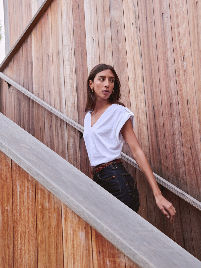 Cooper V-Neck Tank - Optic White| Nation Los Angeles