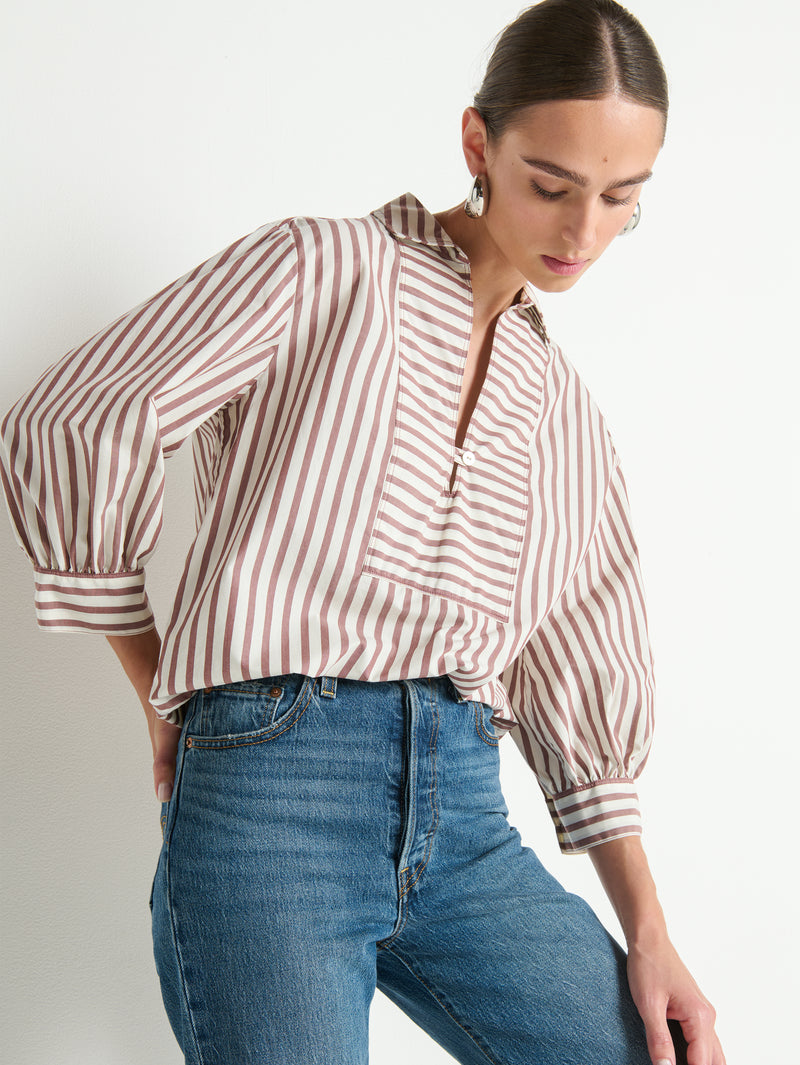 Everlee Shirt - Sable Stripe | Nation Los Angeles