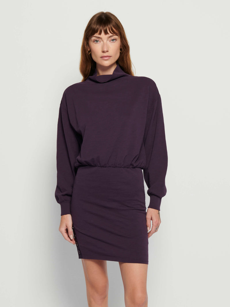 Lisa Mock Neck Mini Dress - Fig Jam | Nation Los Angeles