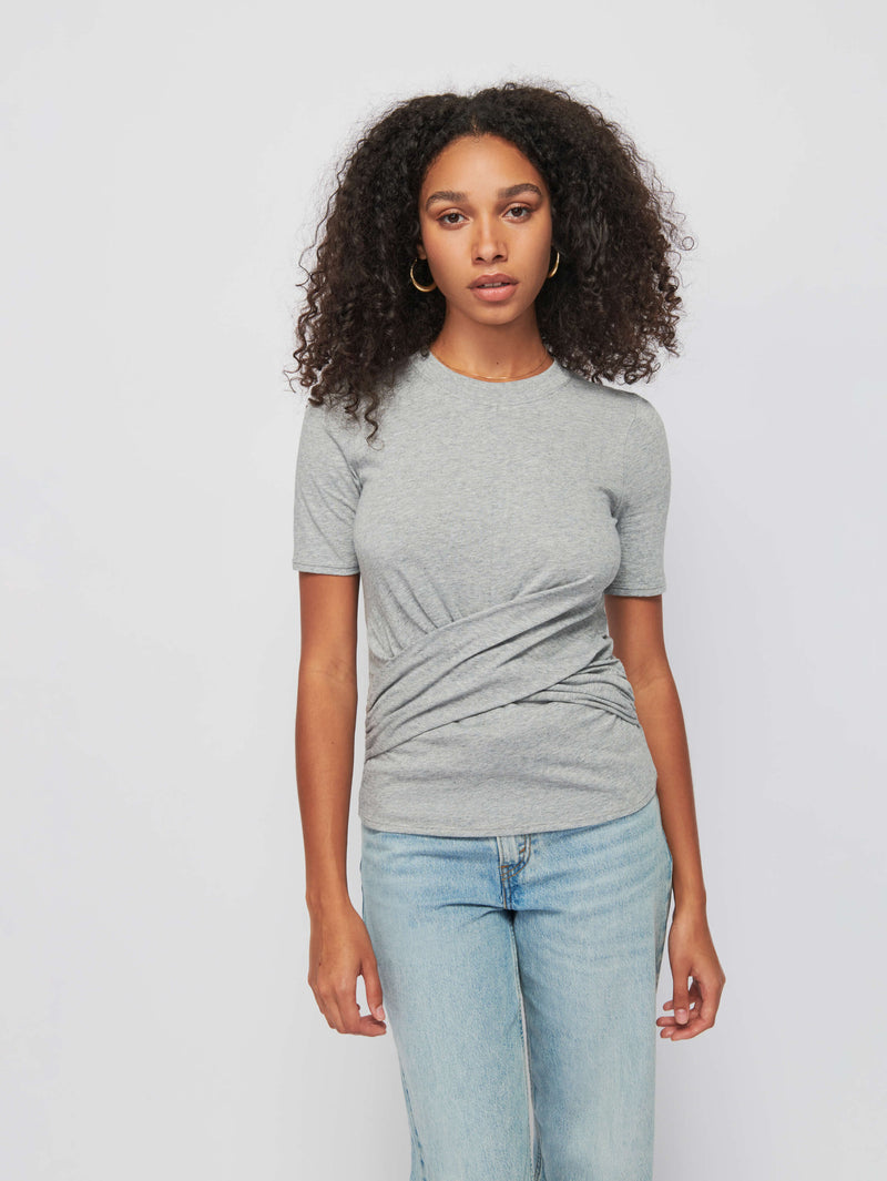 Talia Wrap Tee - Heather Grey | Nation Los Angeles