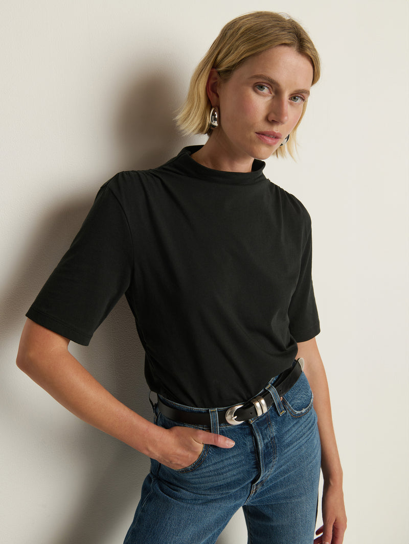 Reed Mock Neck Top - Jet Black | Nation Los Angeles
