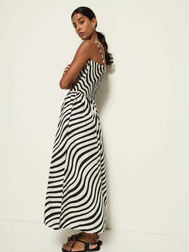 Sibelle Smocked Midi - Swirl Print | Nation Los Angeles